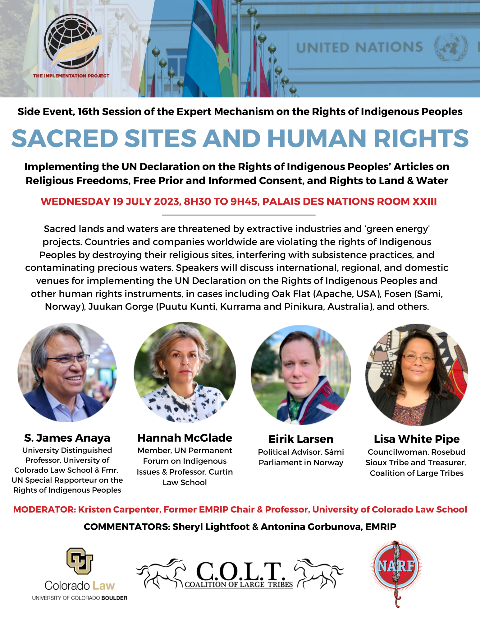 Join us Wednesday, July 19, at EMRIP for our Side Event “Sacred Sites ...